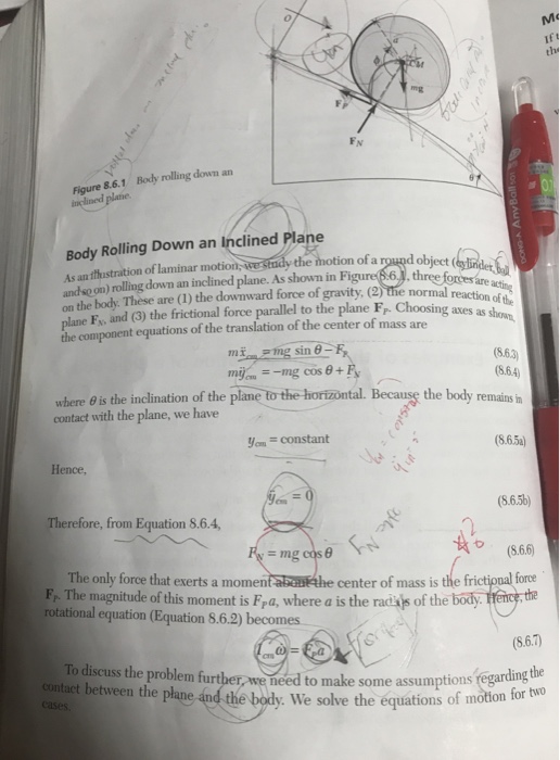 Solved Figure 8.6.1 Body rolling down an Body Rolling Down | Chegg.com