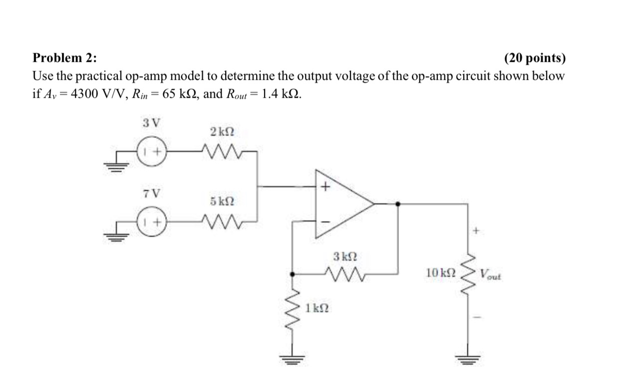 Solved Problem 2: (20 points) Use the practical op-amp model | Chegg.com