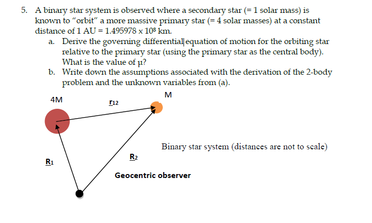Solved 5. A binary star system is observed where a secondary | Chegg.com