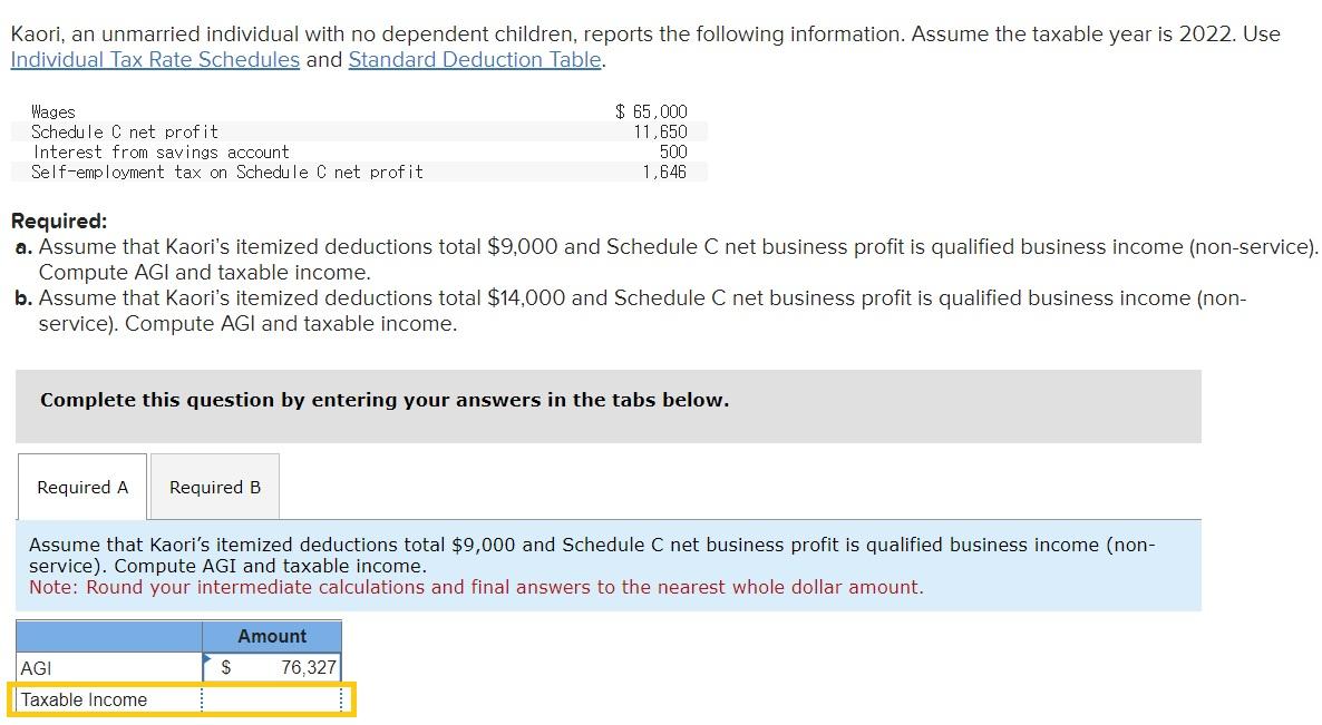 Solved Kaori, an unmarried individual with no dependent | Chegg.com