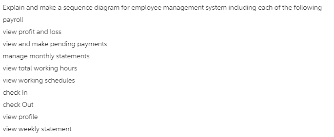 Solved Explain and make a sequence diagram for employee | Chegg.com