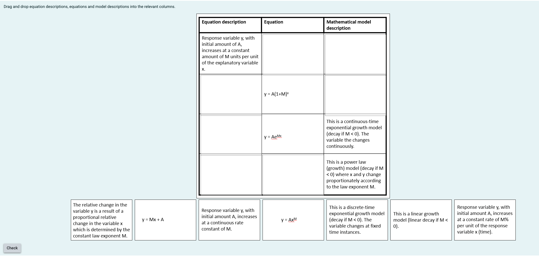 Solved Drag and drop equation descriptions, equations and | Chegg.com