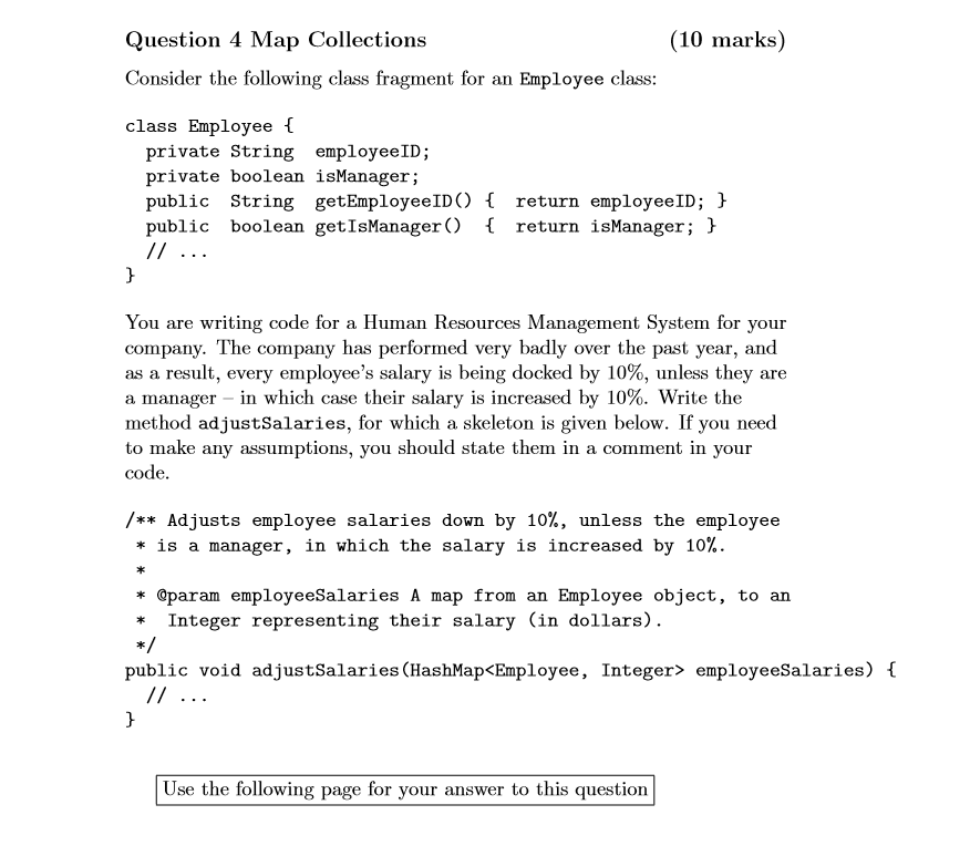 Solved Question 4 Map Collections (10 marks) Consider the | Chegg.com