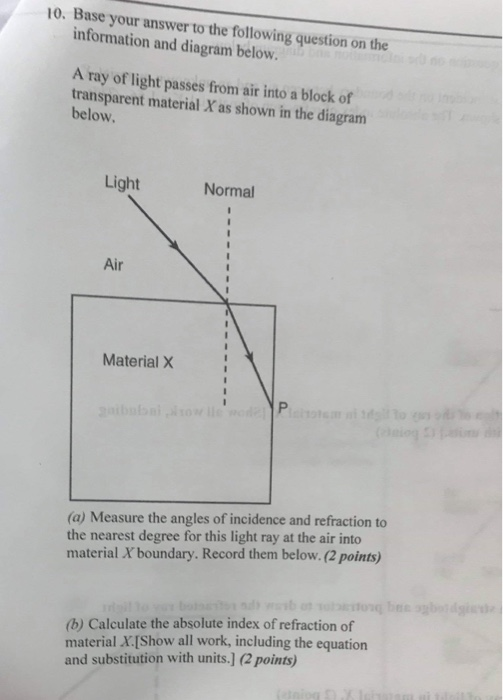 Solved 10. Base your answer to the following question | Chegg.com