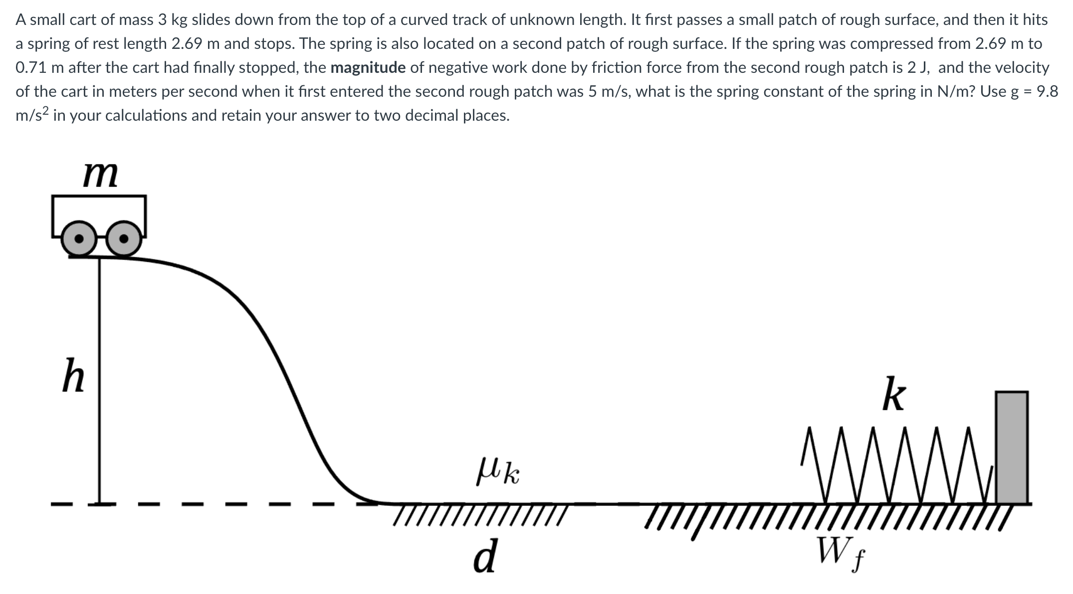 Solved A small cart of mass 3 kg slides down from the top of | Chegg.com