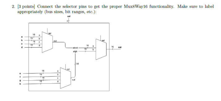 Solved 2. [3 points) Connect the selector pins to get the | Chegg.com