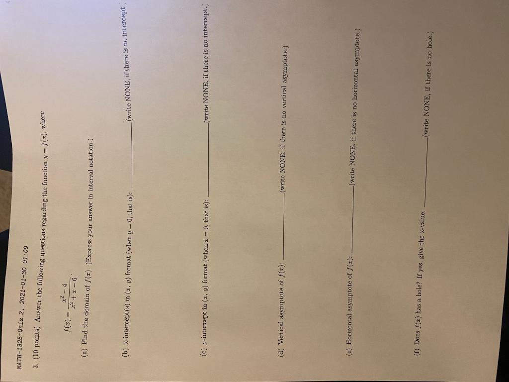 Solved MATH-1325-Quiz 2, 2021-01-30 01:09 3. (10 points) | Chegg.com