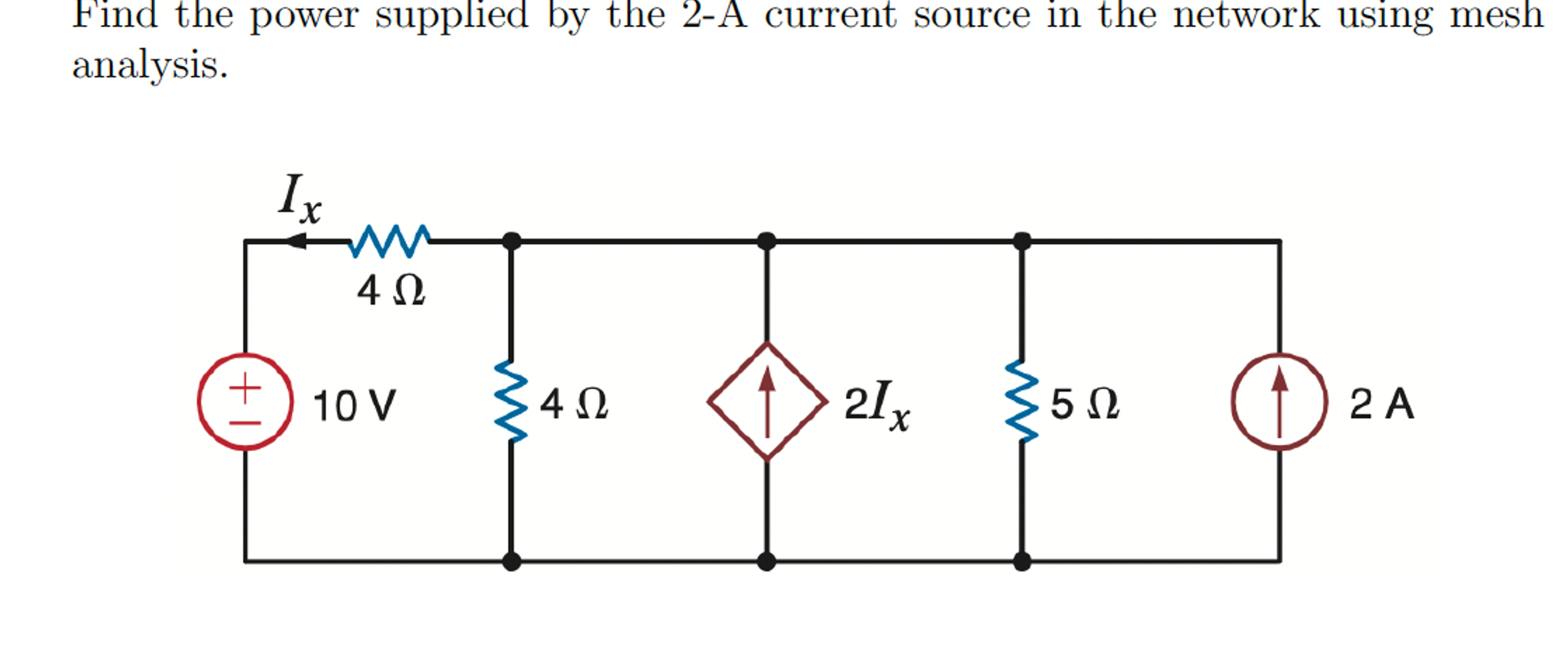 Solved Find the power supplied by the 2 -A current source in | Chegg.com