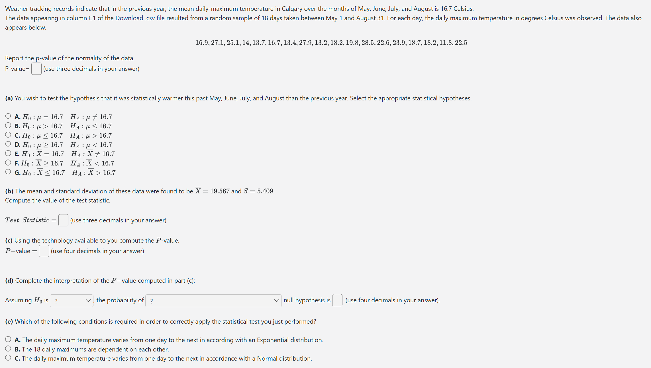 Solved Weather tracking records indicate that in the | Chegg.com