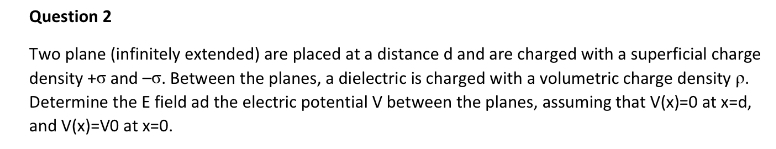 Solved Two plane (infinitely extended) are placed at a | Chegg.com