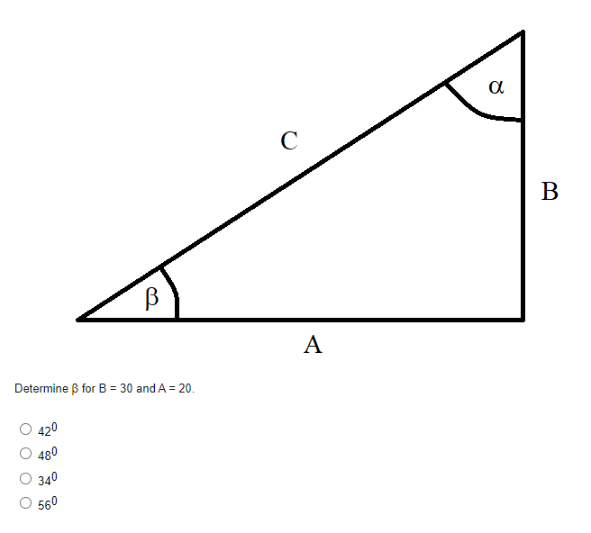 Solved Determine β ﻿for B=30 ﻿and A=20. | Chegg.com