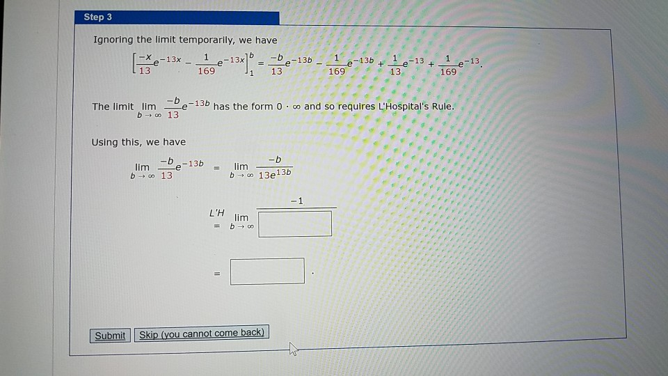 Solved Step 3 Ignoring the limit temporarily, we have ke-13- | Chegg.com