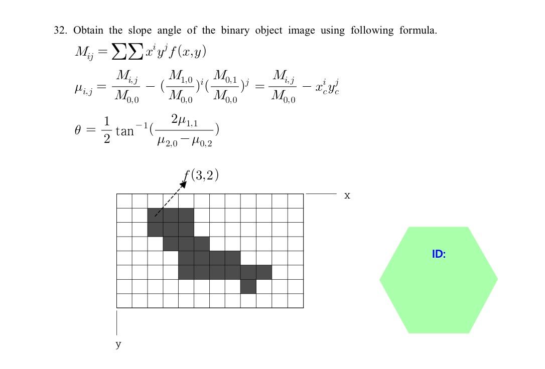 32. Obtain the slope angle of the binary object image | Chegg.com