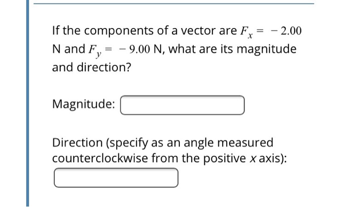 Solved The vector below has a magnitude of 9.70 N and is | Chegg.com