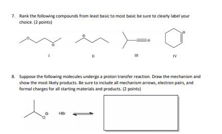Solved 7. Rank the following compounds from least basic to | Chegg.com