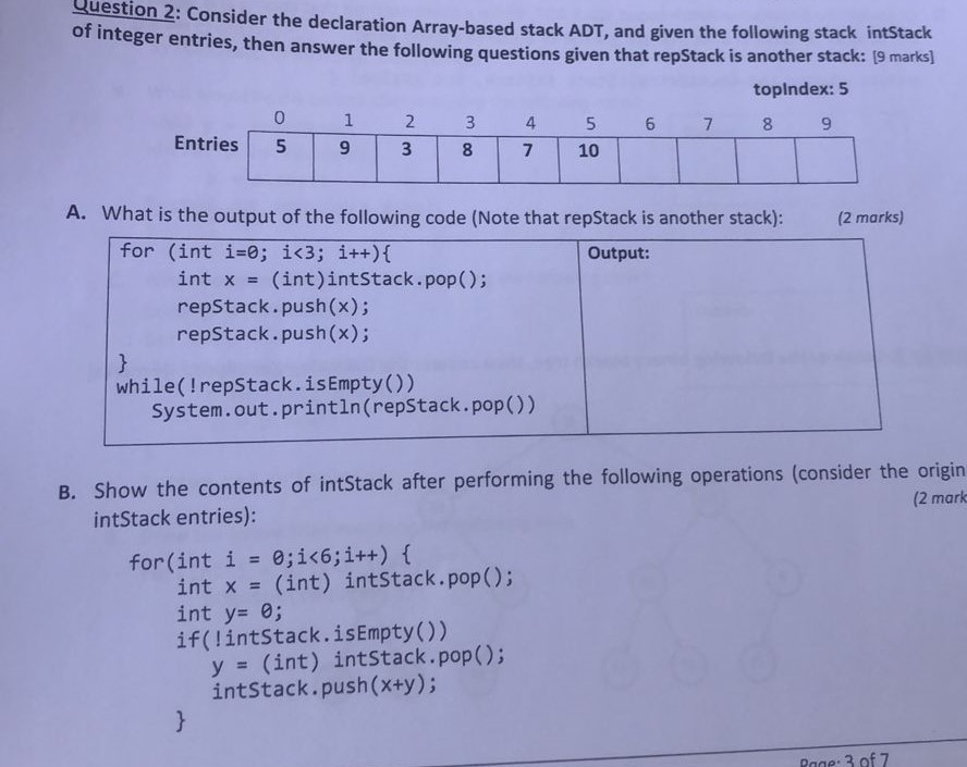 Solved Question 2 Consider The Declaration Array Based