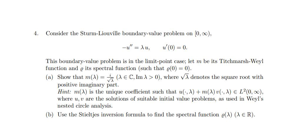 Solved Consider The Sturm Liouville Boundary Value Problem