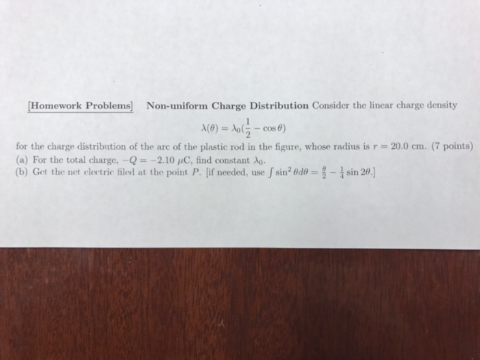 Solved Non-uniform Charge Distribution Consider the linear | Chegg.com