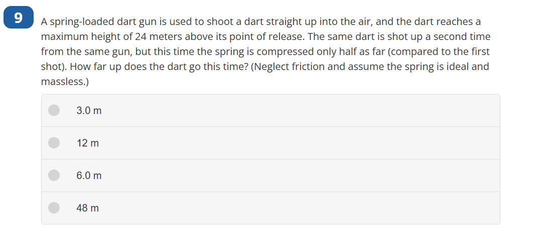 Solved 9 ﻿A spring-loaded dart gun is used to shoot a dart | Chegg.com