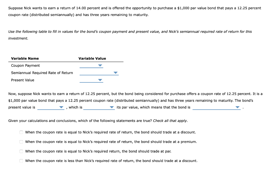 Solved Suppose Nick wants to earn a return of 14.00 percent | Chegg.com