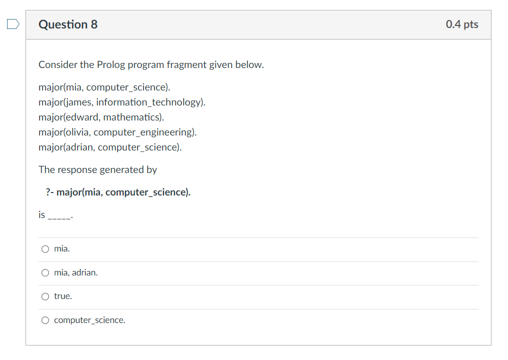 Solved Consider the Prolog program fragment given below. | Chegg.com Solved Consider the Prolog program fragment given below. | Chegg.com