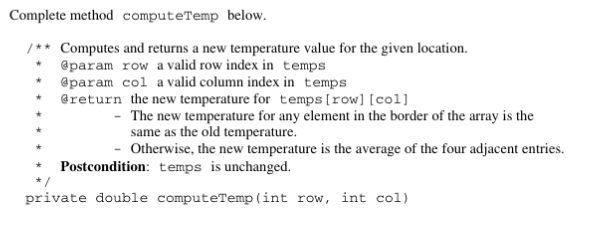 Solved TemperatureGrid Java FRQ Directions: SHOW ALL YOUR | Chegg.com