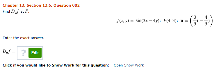 Solved Chapter 13, Section 13.6, Question 002 Find at . ; ; | Chegg.com