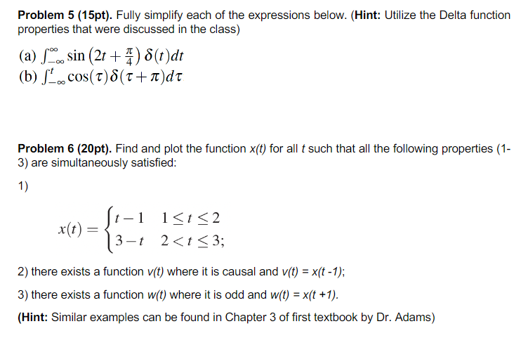 Solved Problem 5 (15pt). ﻿Fully simplify each of the | Chegg.com