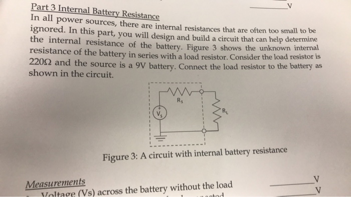 Solved Part 3 Internal Battery Resistance n all power | Chegg.com