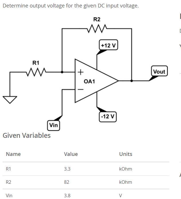 Solved Determine output voltage for the given DC input | Chegg.com