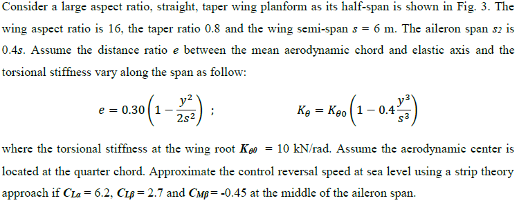 Consider a large aspect ratio, straight, taper wing | Chegg.com