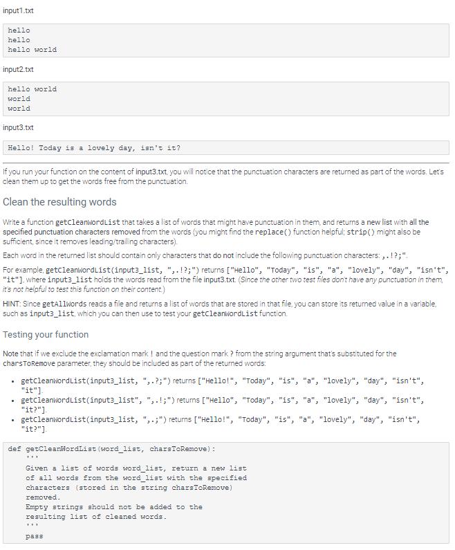 Solved 9.8 LAB: Get words from file In this lab, you'll get | Chegg.com