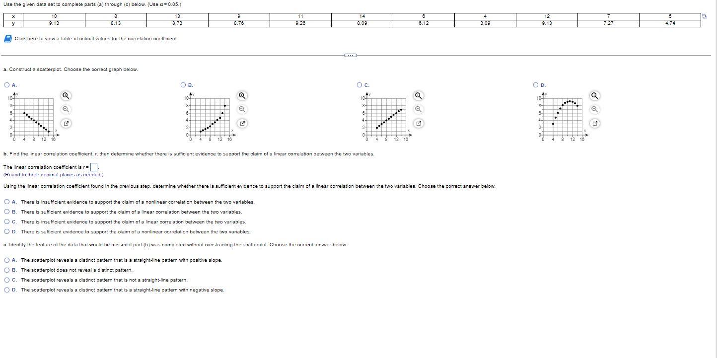 Solved Use the given data set to complete parts (a) through | Chegg.com