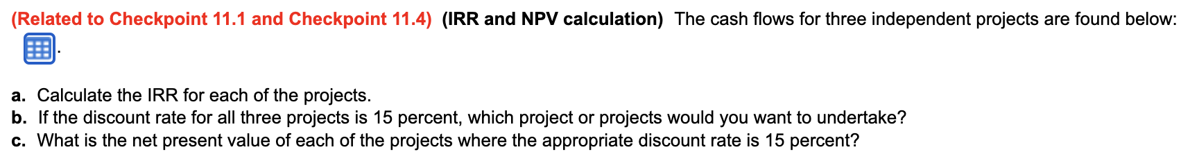 Solved (Related to Checkpoint 11.1 and Checkpoint 11.4) (IRR | Chegg.com