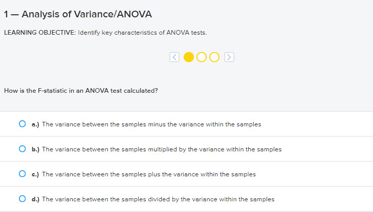 Solved 1- Analysis of Variance/ANOVA LEARNING OBJECTIVE: | Chegg.com