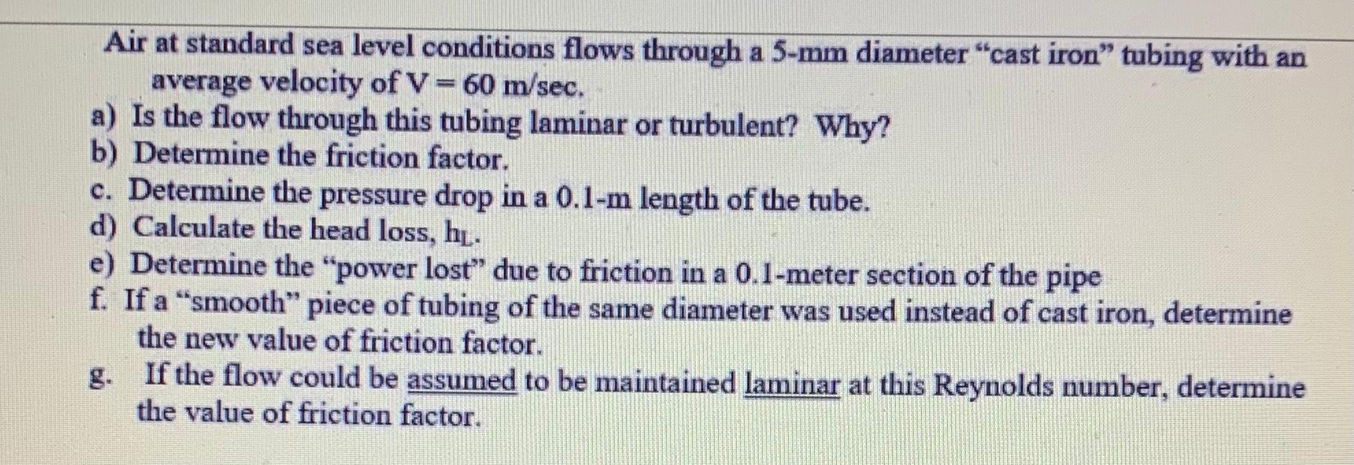 Solved Air at standard sea level conditions flows through a | Chegg.com