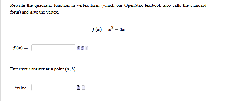 Solved Rewrite the quadratic function in vertex form (which | Chegg.com