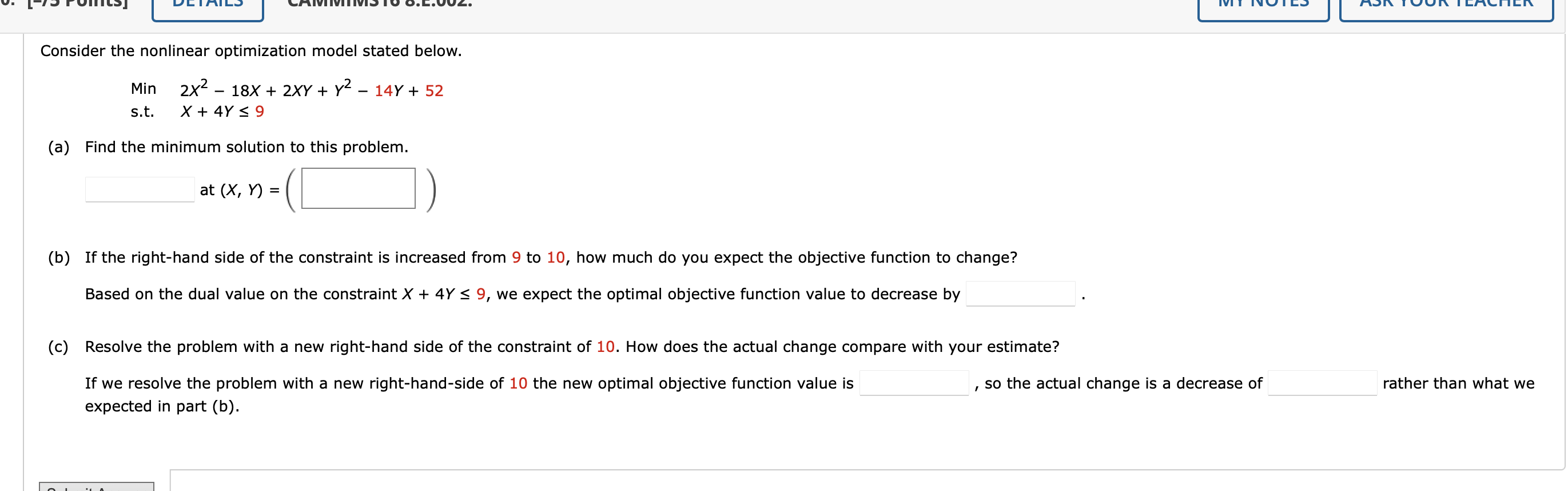 Solved Consider the nonlinear optimization model stated | Chegg.com