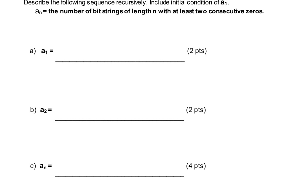 Solved Describe the following sequence recursively. Include | Chegg.com