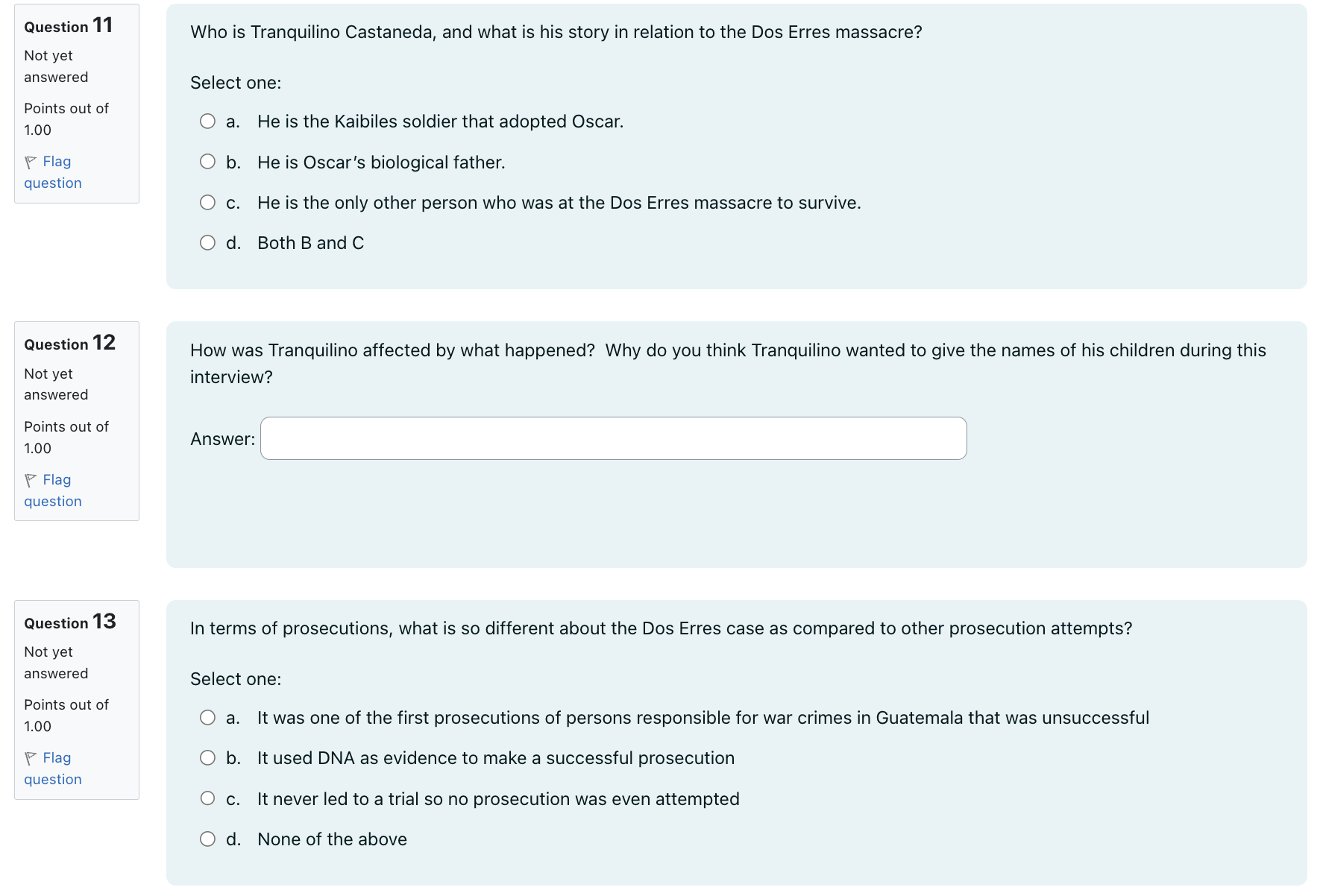 Question 11 Who is Tranquilino Castaneda, and what is | Chegg.com