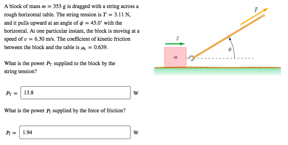 Solved A block of mass m = 353 g is dragged with a string | Chegg.com