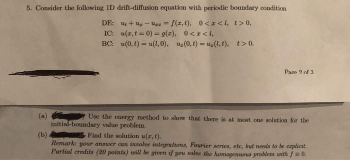 5. Consider the following 1D drift-diffusion equation | Chegg.com