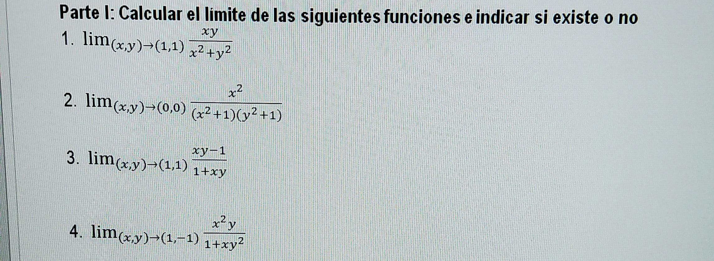 Solved Part I: Calculate the limit of the following | Chegg.com