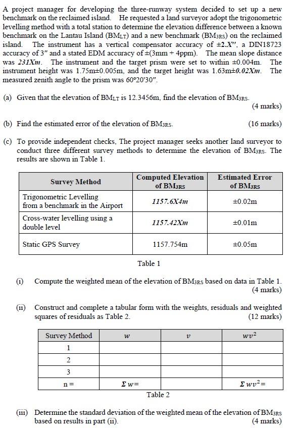 Solved A project manager for developing the three-runway | Chegg.com