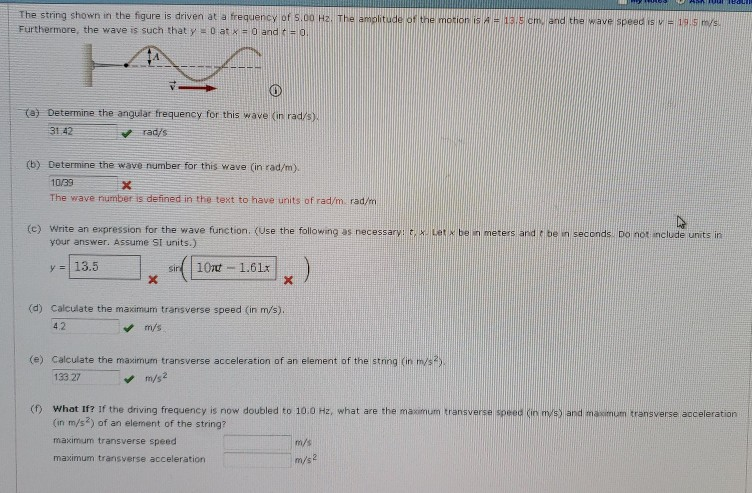 Solved The string shown in the figure is driven at a | Chegg.com