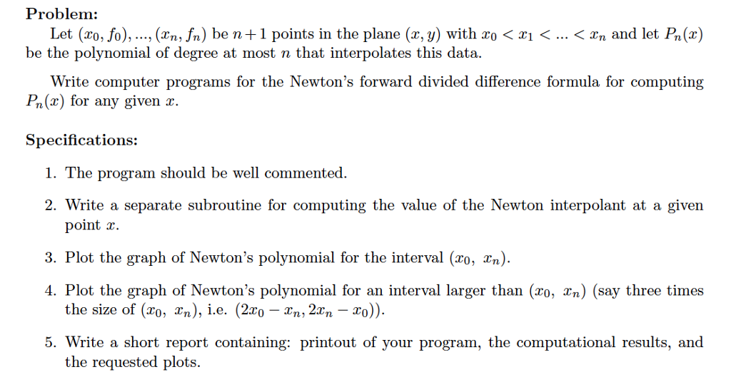 Solved [Numerical Analysis] [Matlab] Write computer programs | Chegg.com