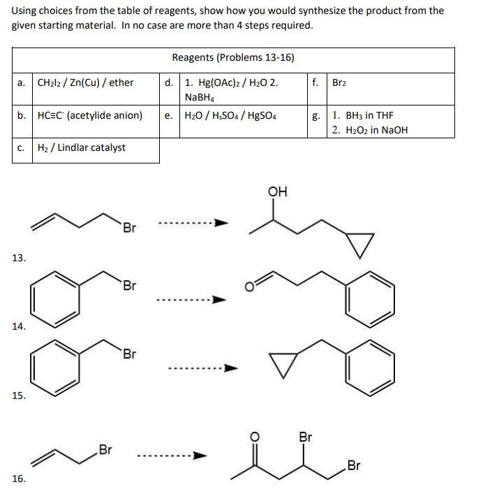Solved Using choices from the table of reagents, show how | Chegg.com