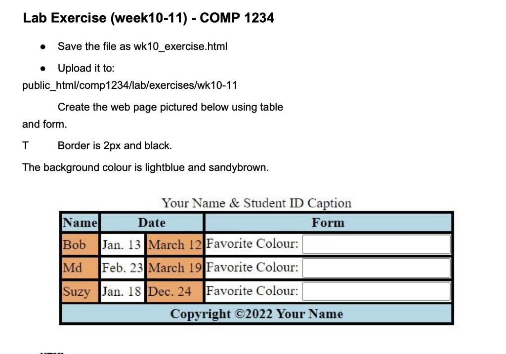 Solved Lab Exercise (week10-11) - COMP 1234 - Save the file | Chegg.com
