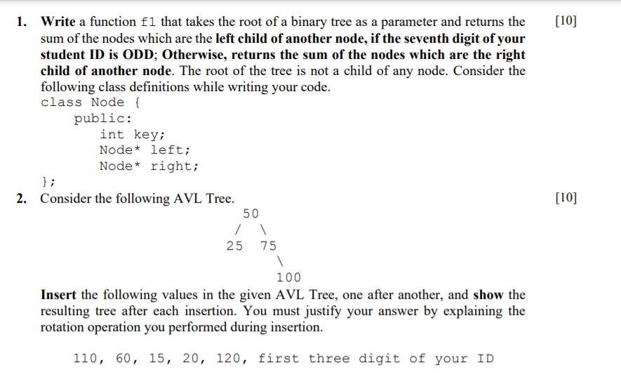 Solved [10] 1. Write a function f1 that takes the root of a | Chegg.com