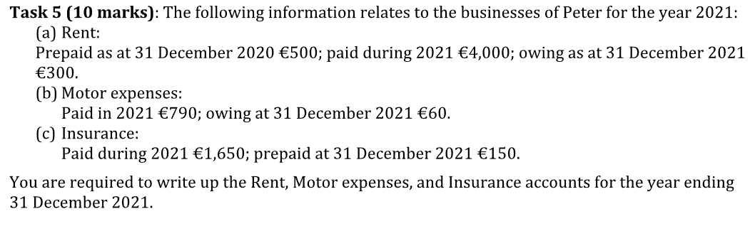 Solved Task 5 (10 ﻿marks): The following information relates | Chegg.com